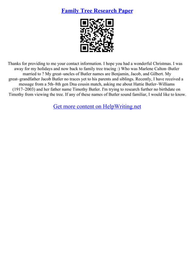 My Family Tree Essay | PDF