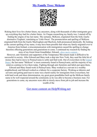 My Family Tree Essay | PDF