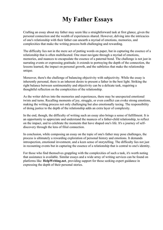 My Father Essays.pdf | Family and Relationships
