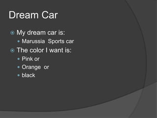 My favorite and dream car | PPTX