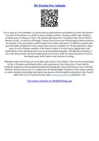 My Favorite Animal Essay | PDF