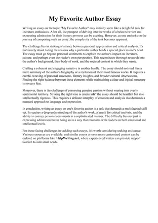My Favorite Author Essay | PDF