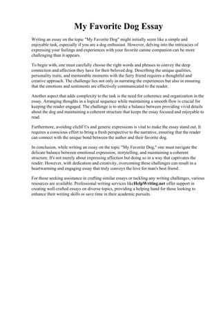 My Favorite Dog Essay | PDF