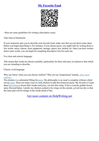 My Favorite Food Essay | PDF