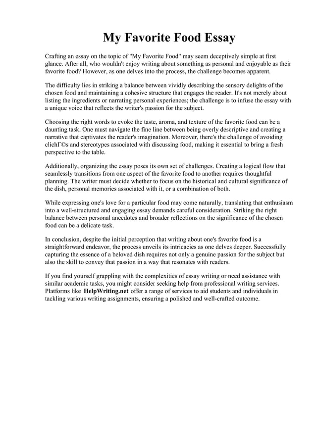 My Favorite Food Essay. My favorite food essay sample - 296 Words ...