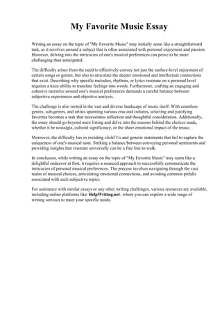 My Favorite Music Essay.pdf | Music | Entertainment