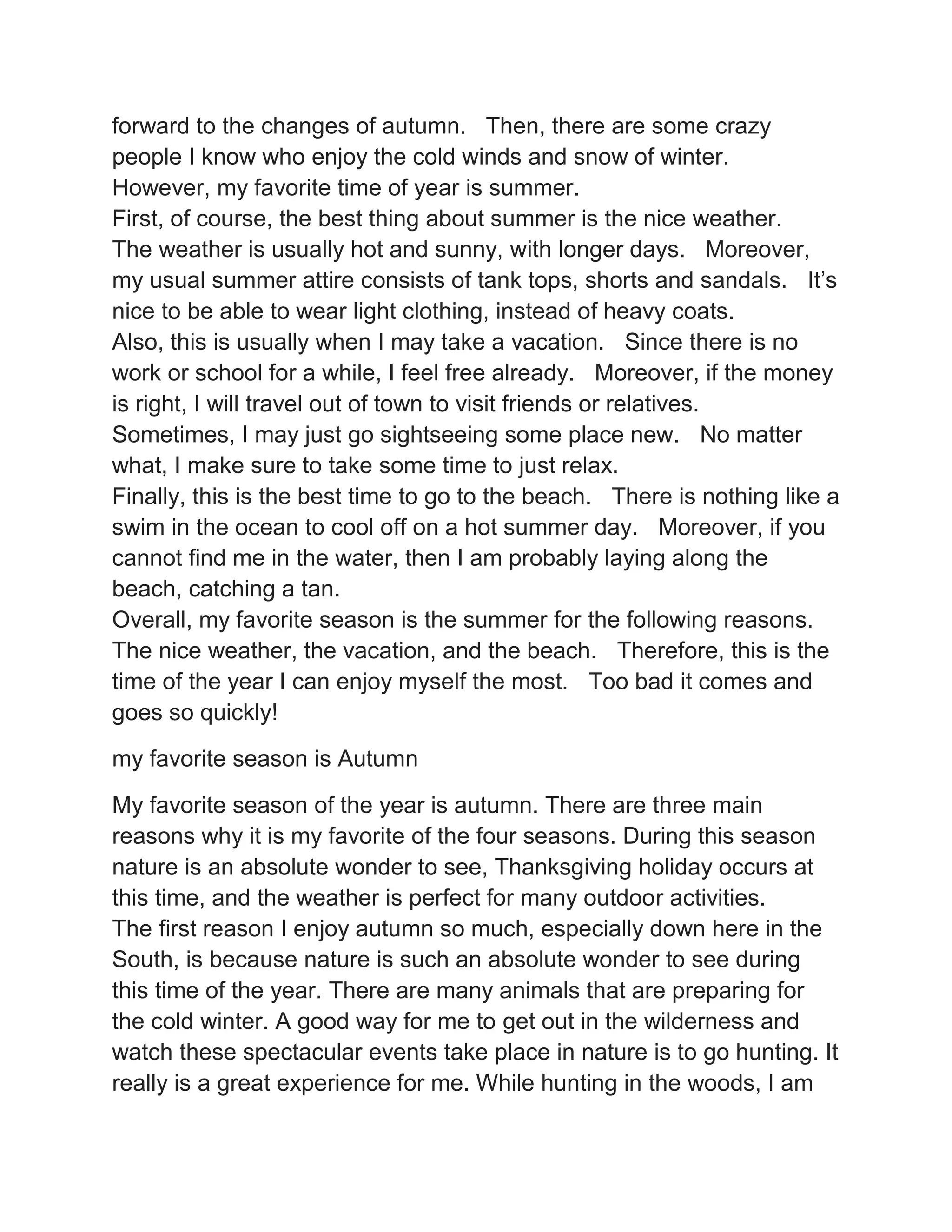 My favorite season is winter | DOCX
