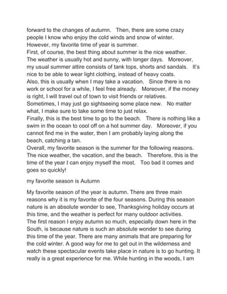 My favorite season is winter | DOCX