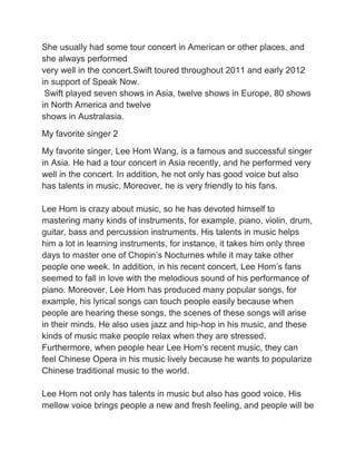 My favorite singer 1 | DOCX