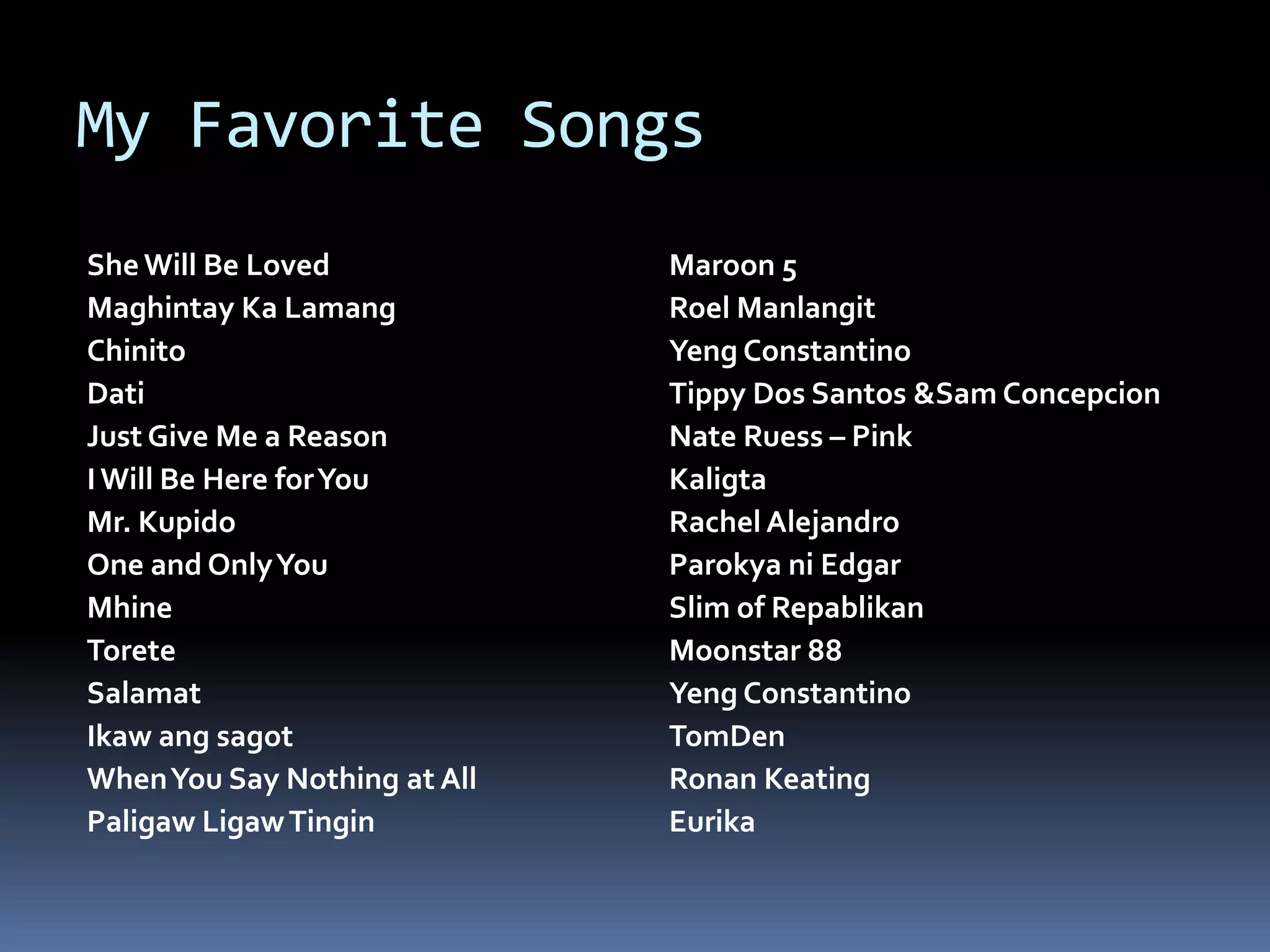 My favorite songs | PPTX