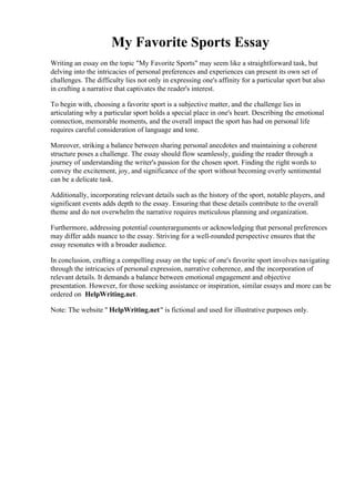 My Favorite Sports Essay | PDF