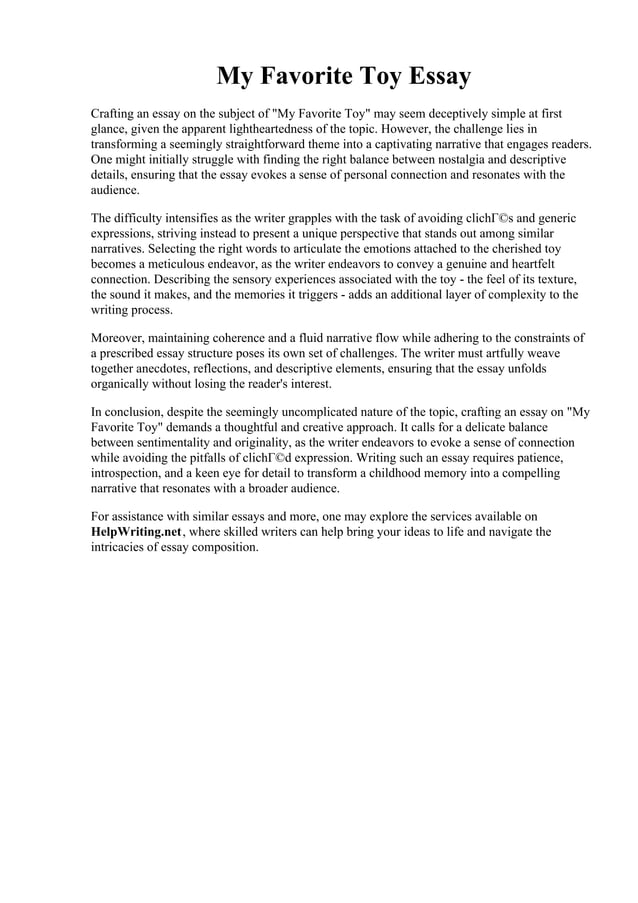 My Favorite Toy Essay. Essay my favourite toy My Favorite Toy essays | PDF