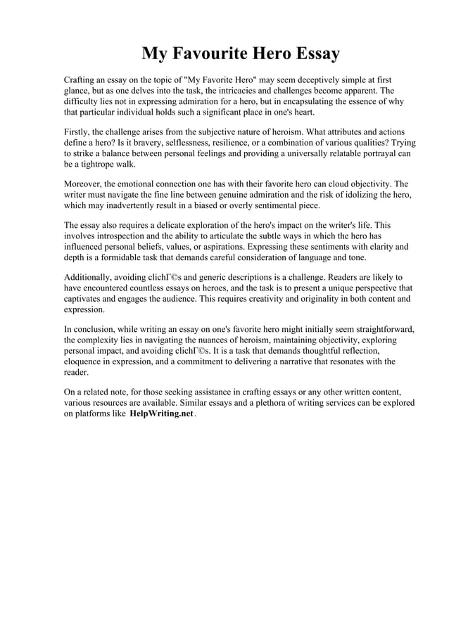 My Favourite Hero Essay. Fascinating My Real Life Hero Essay Thatsnotus ...