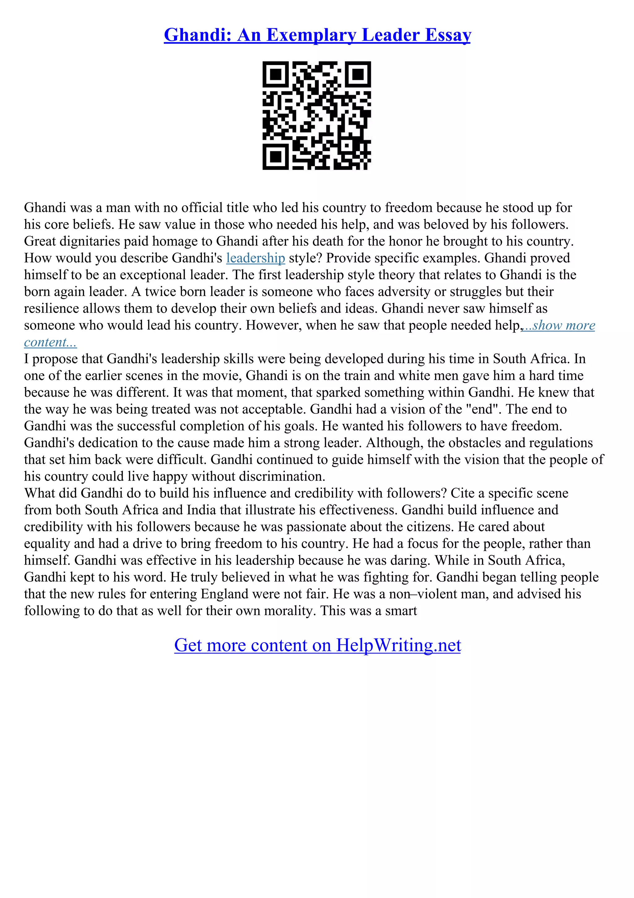 My Favourite Leader Mahatma Gandhi Essay | PDF | Sikhism | Religion ...