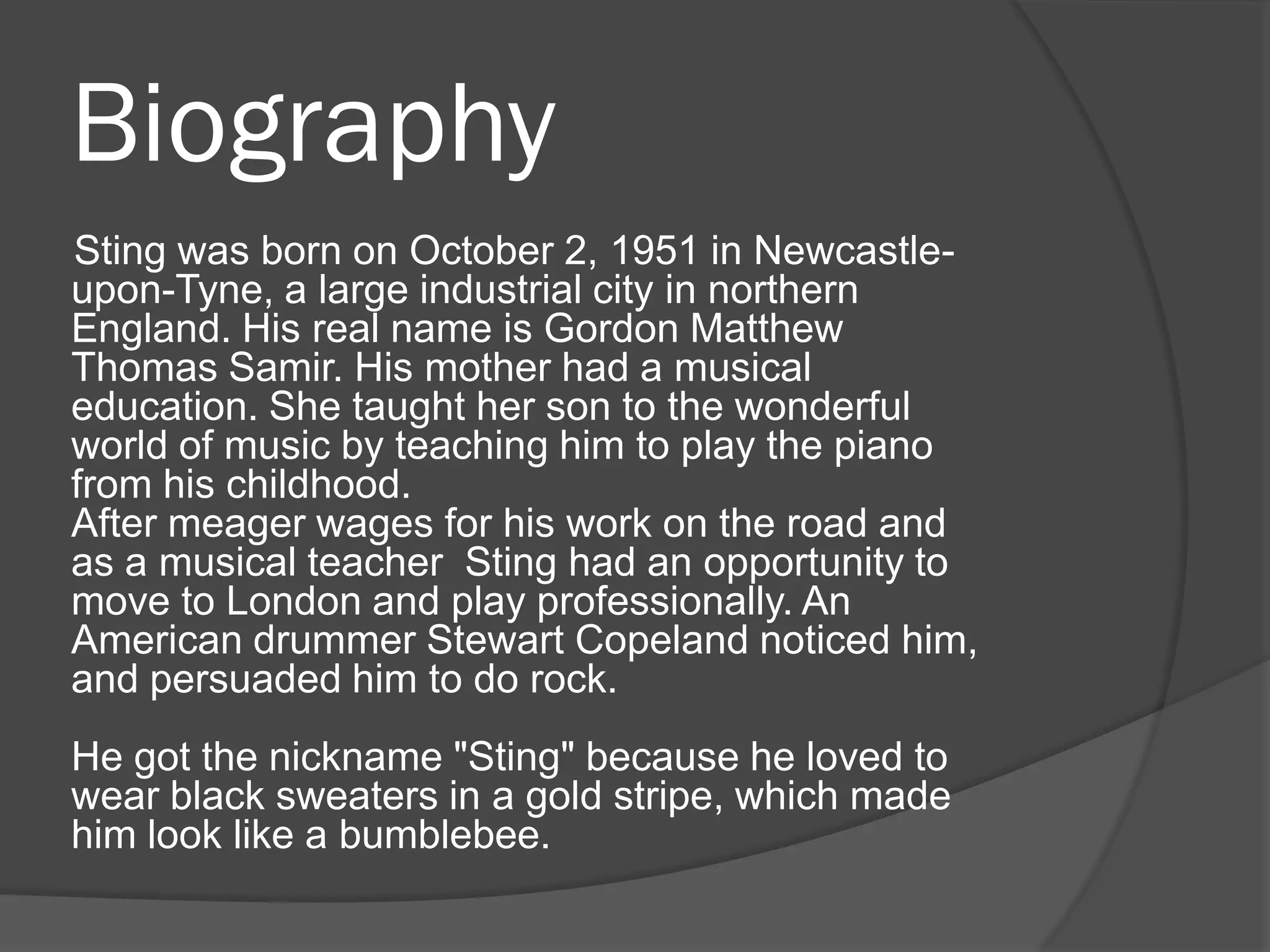 My Favourite Singer. Sting | PDF