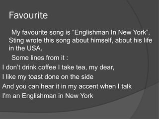 My Favourite Singer. Sting | PDF