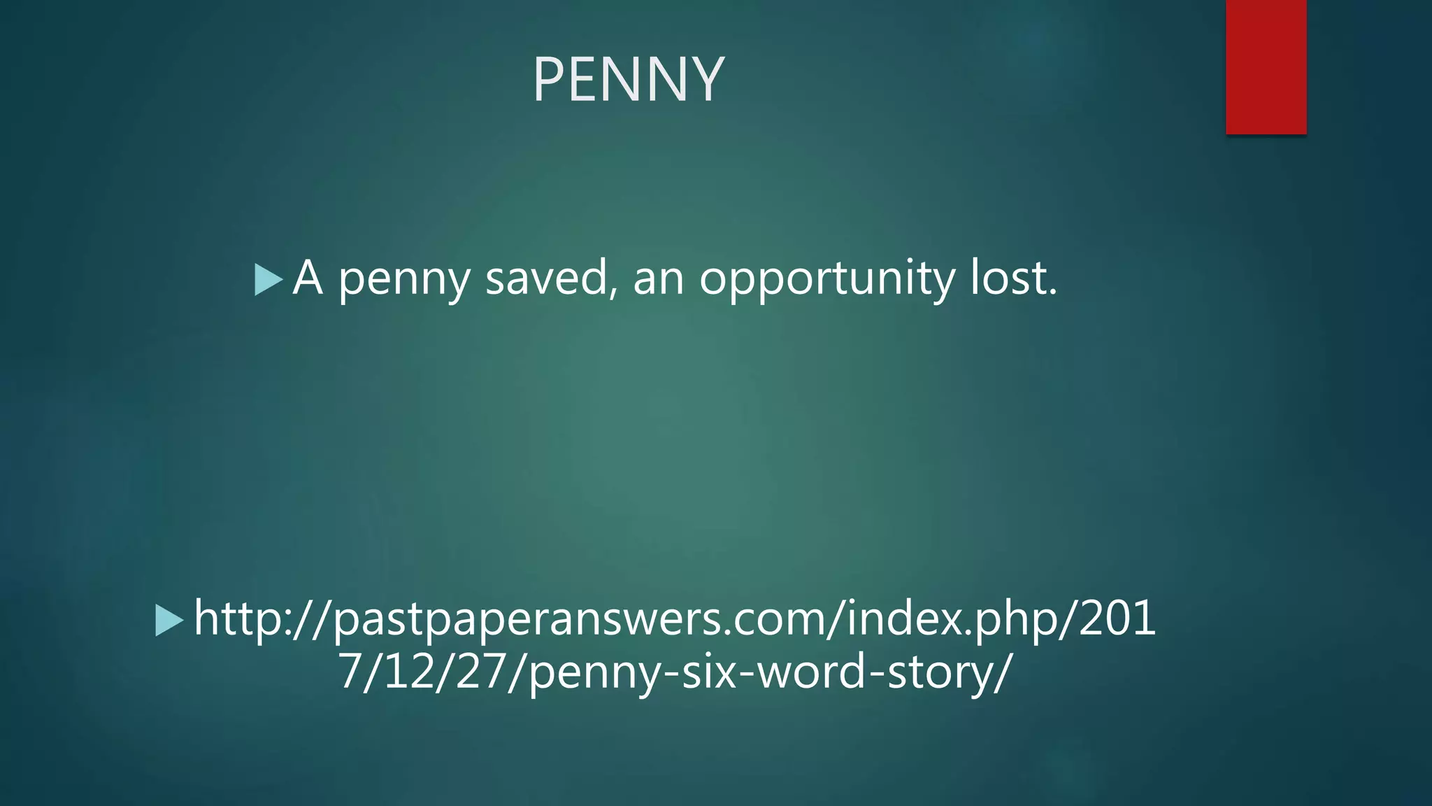 My favourite six word stories | PPTX