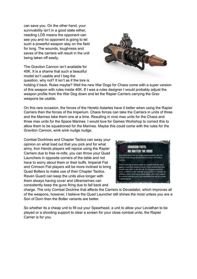 My favourite units - the rapier carrier | PDF