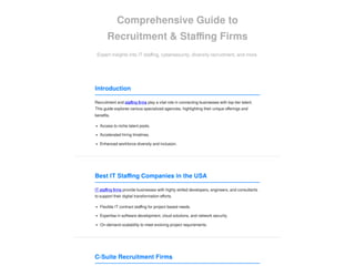 Comprehensive Guide to Recruitment & Staffing Firms | PPT