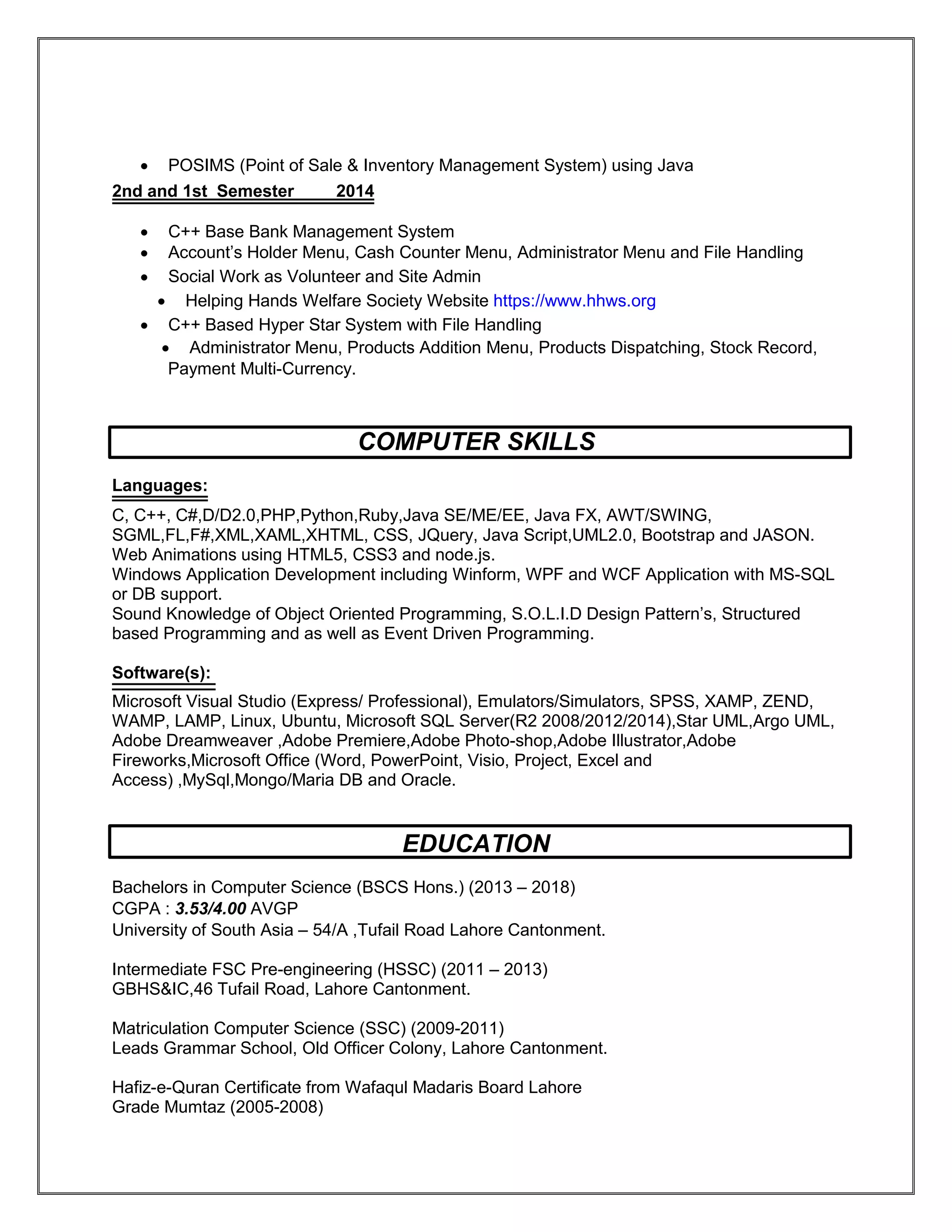 CV-HMFTJ | PDF | Programming Languages | Computing