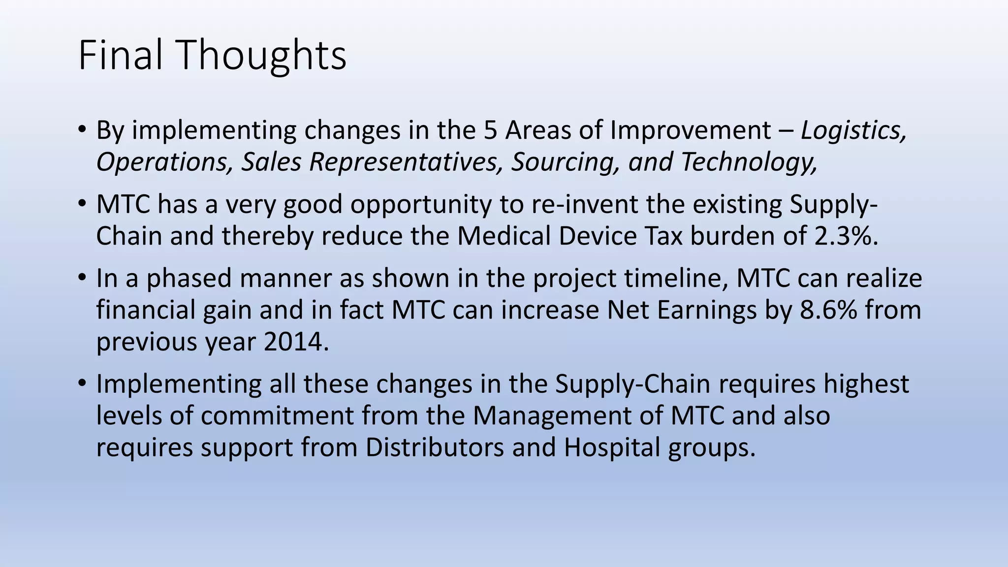 MTC Supply Chain Analysis & Opportunities | PPTX
