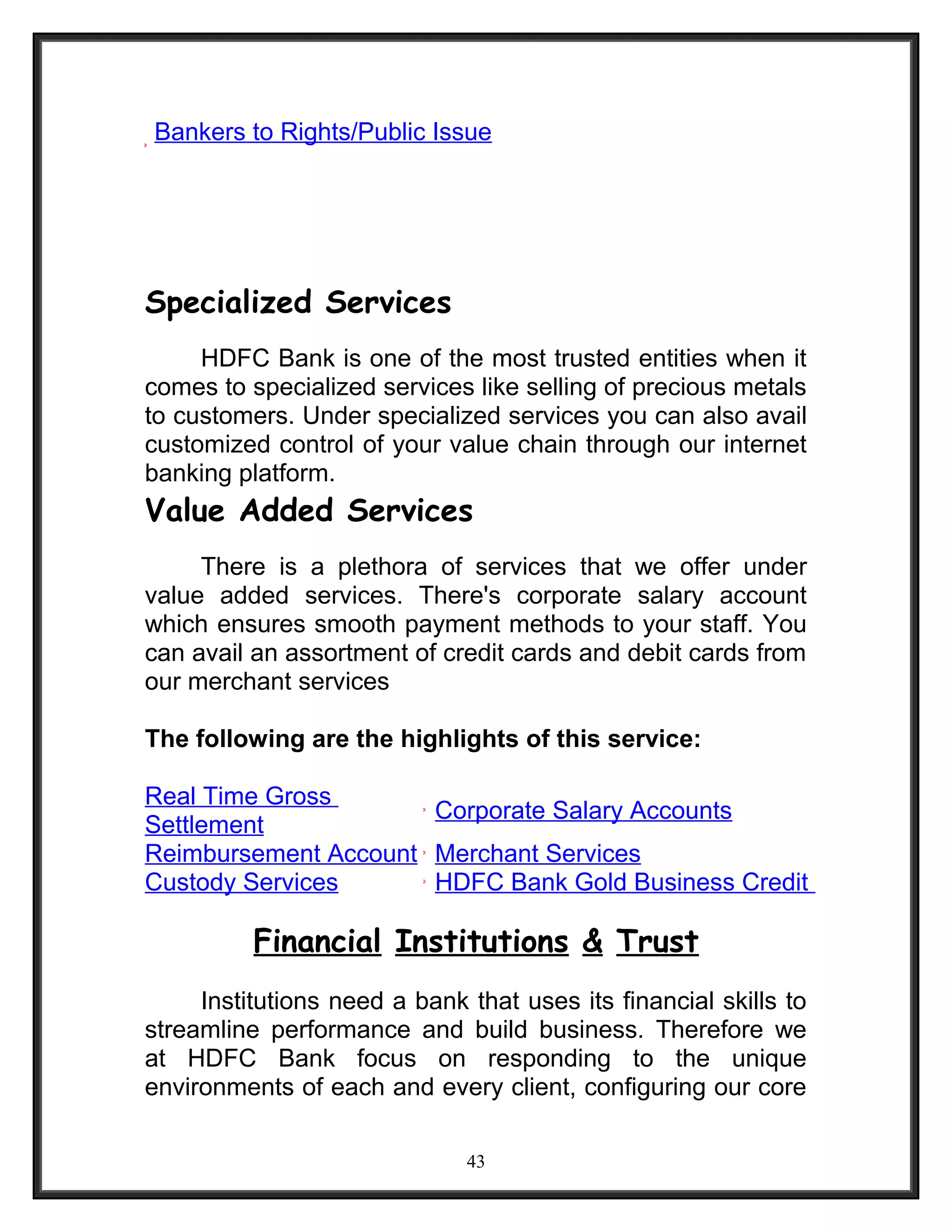 HDFC bank project report | DOC