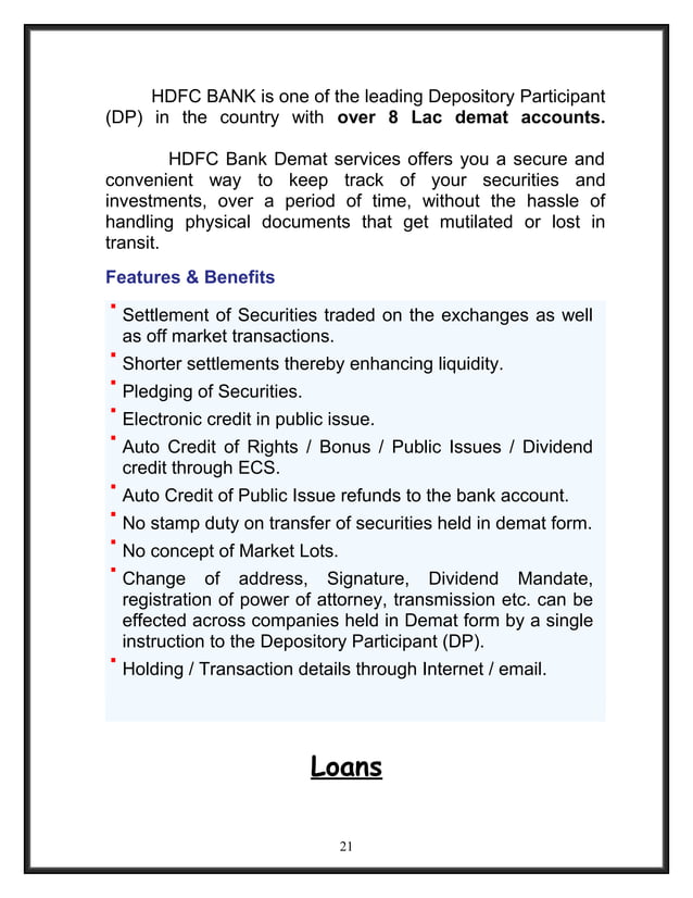 HDFC bank project report | DOC | Business Banking & Finance | Business