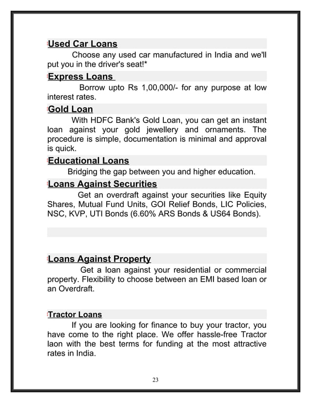 HDFC bank project report | DOC | Business Banking & Finance | Business