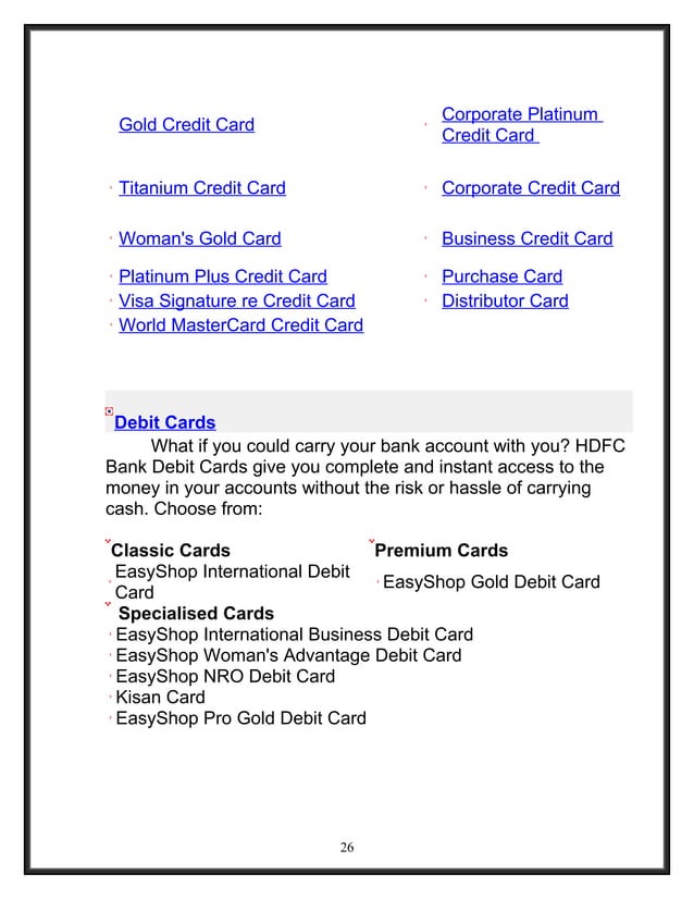 HDFC bank project report | DOC | Business Banking & Finance | Business