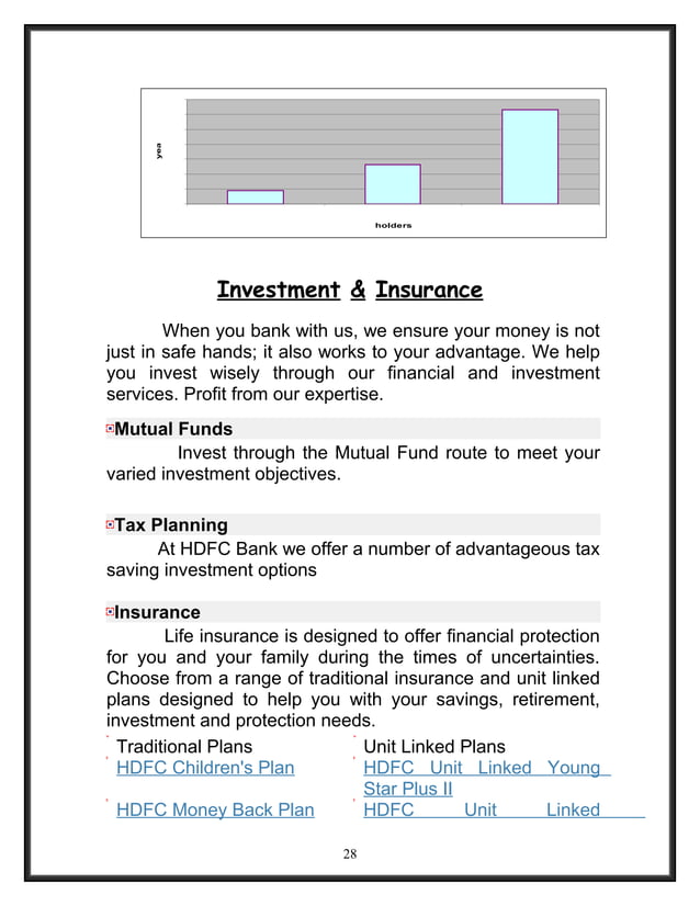 HDFC bank project report | DOC | Business Banking & Finance | Business