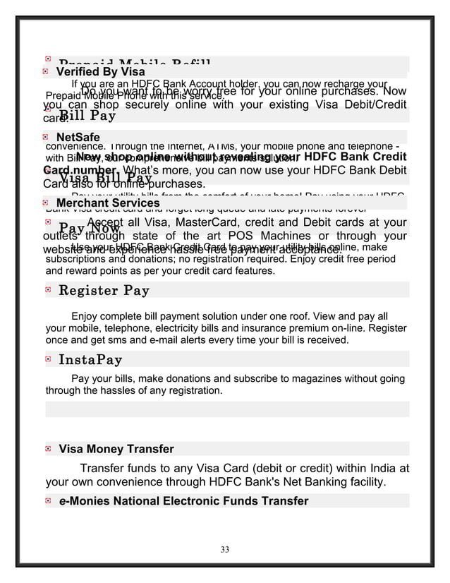 HDFC bank project report | DOC | Business Banking & Finance | Business