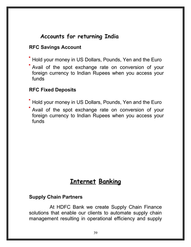 HDFC bank project report | DOC | Business Banking & Finance | Business