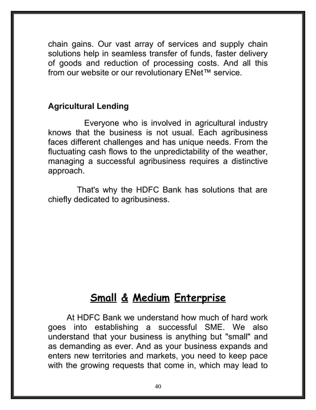 HDFC bank project report | DOC | Business Banking & Finance | Business