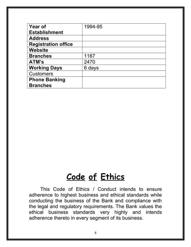 HDFC bank project report | PDF