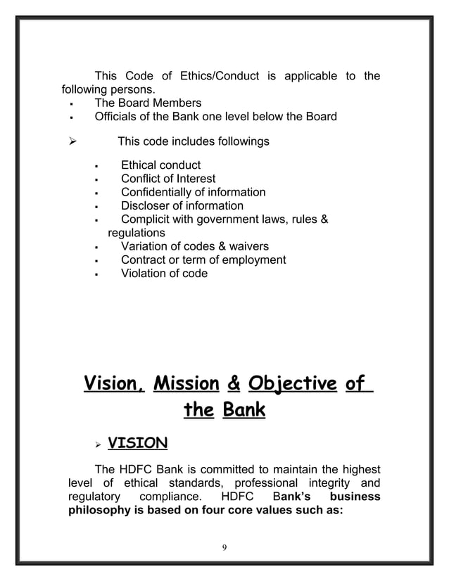 HDFC bank project report | PDF