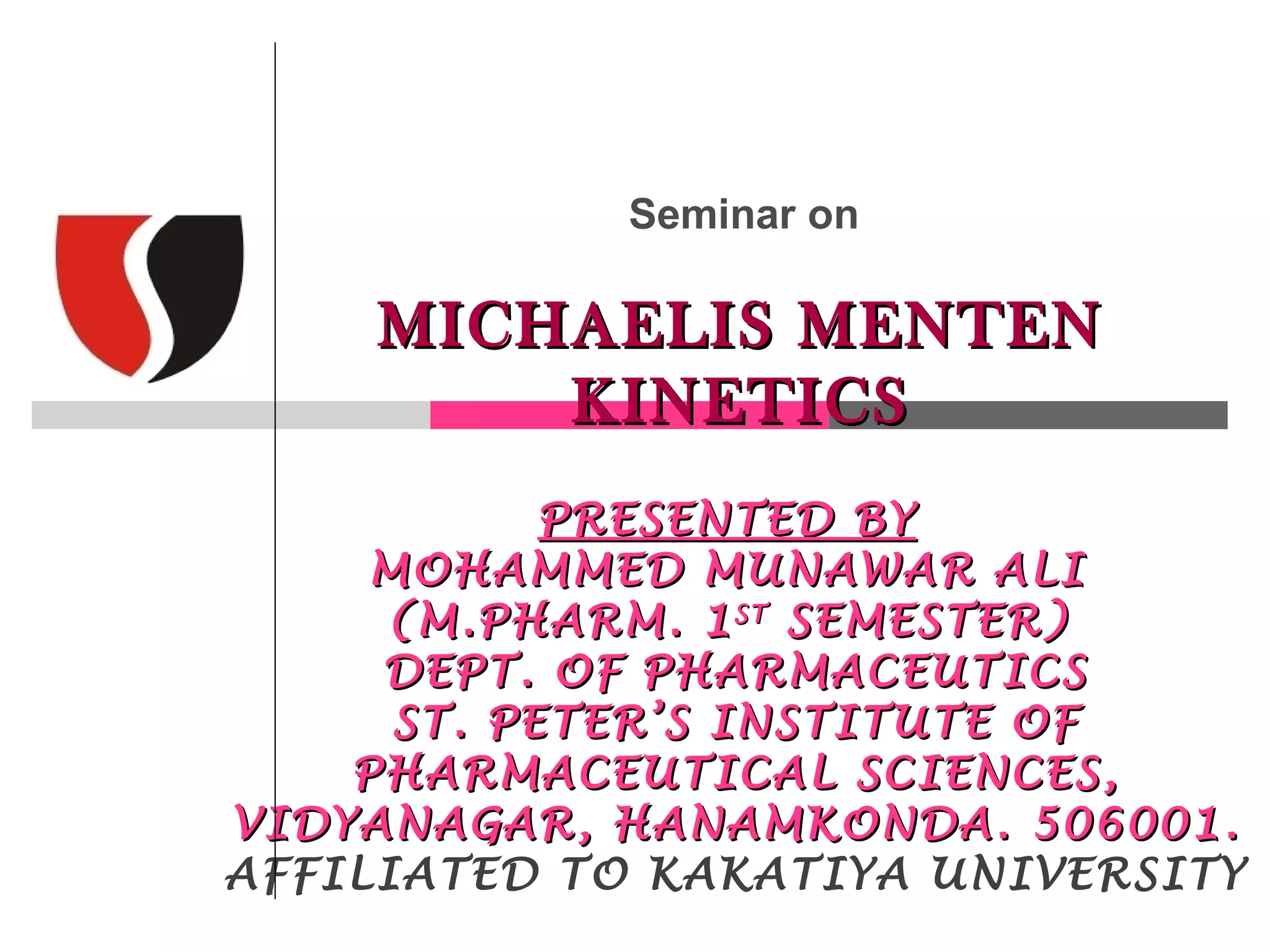 Michaelis-menten kinetics | PPT