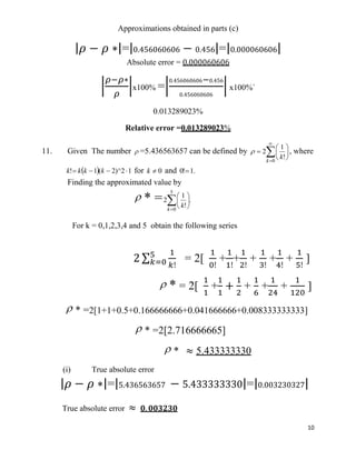 NUMERICA METHODS 1 final touch summary for test 1 | PDF