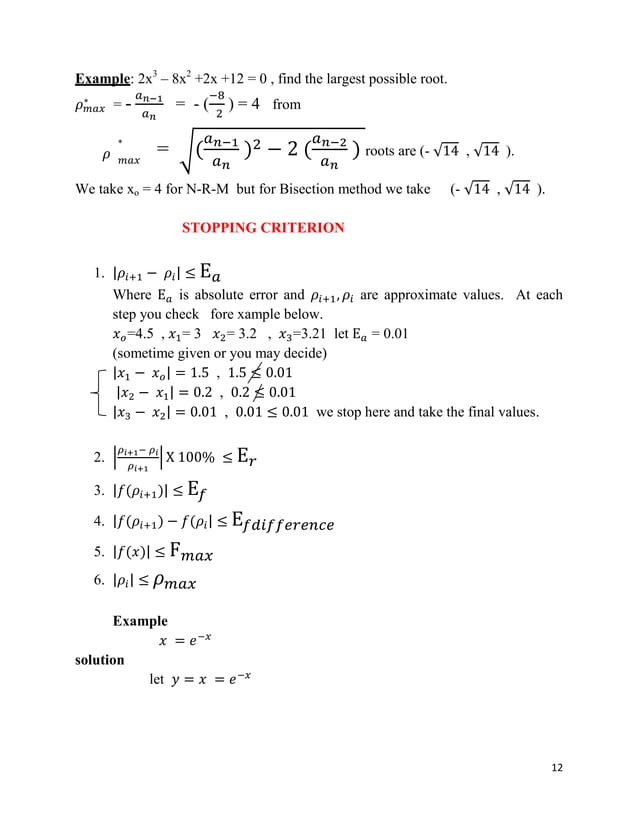 NUMERICA METHODS 1 final touch summary for test 1 | PDF