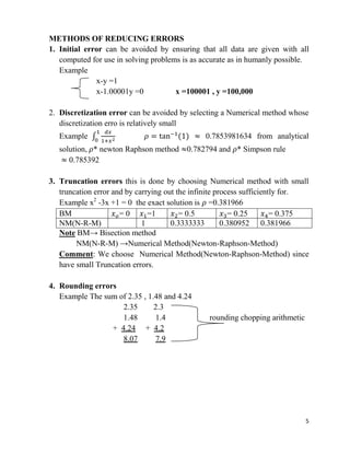 NUMERICA METHODS 1 final touch summary for test 1 | PDF