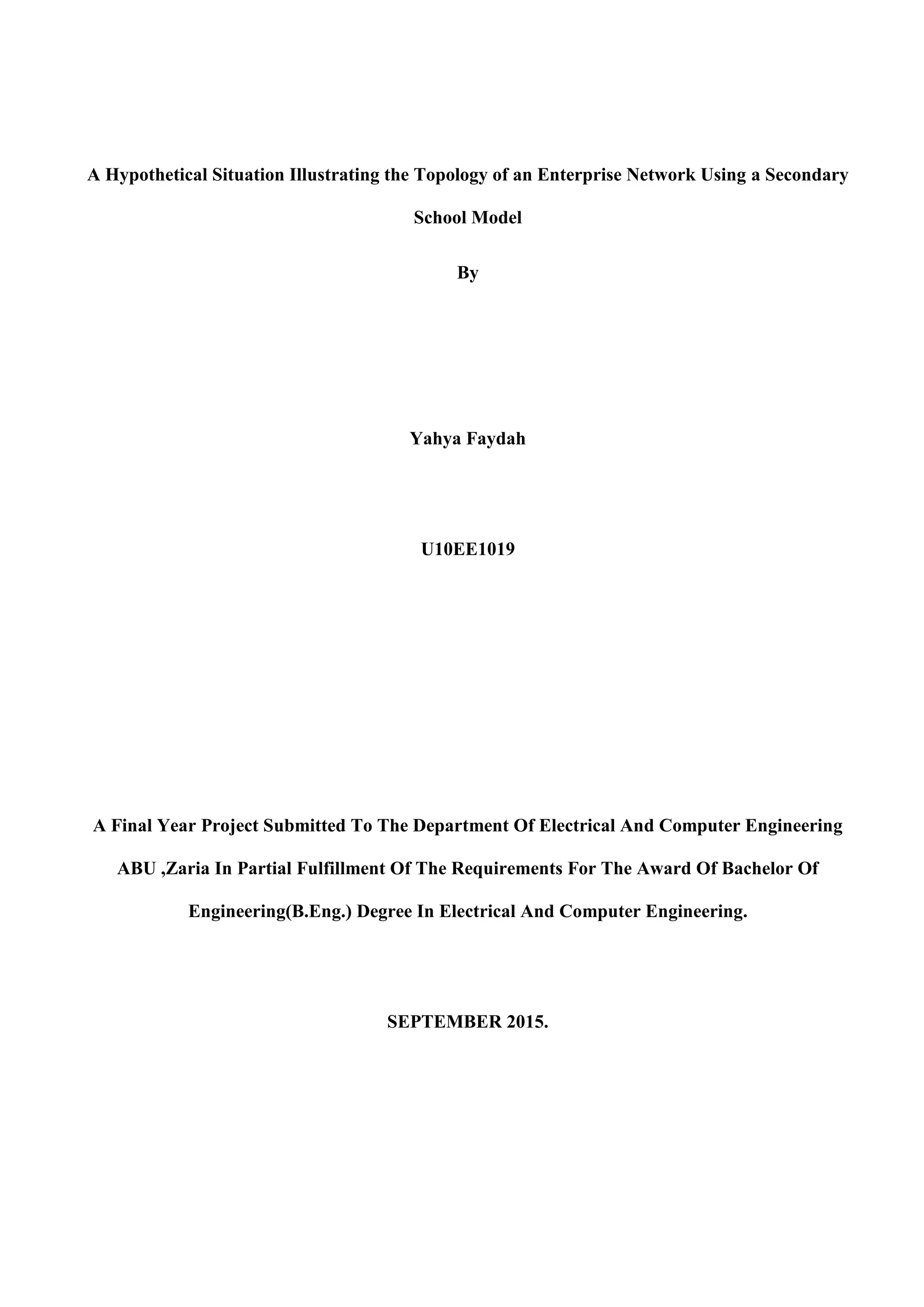 A Hypothetical Situation Illustrating the Topology of an Enterprise ...