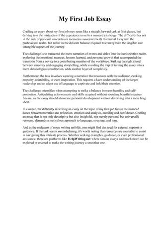 My First Job Essay | PDF