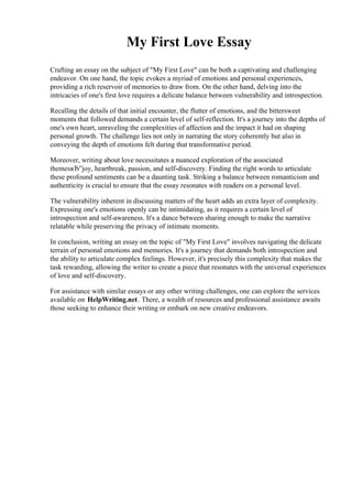 My First Love Essay | PDF