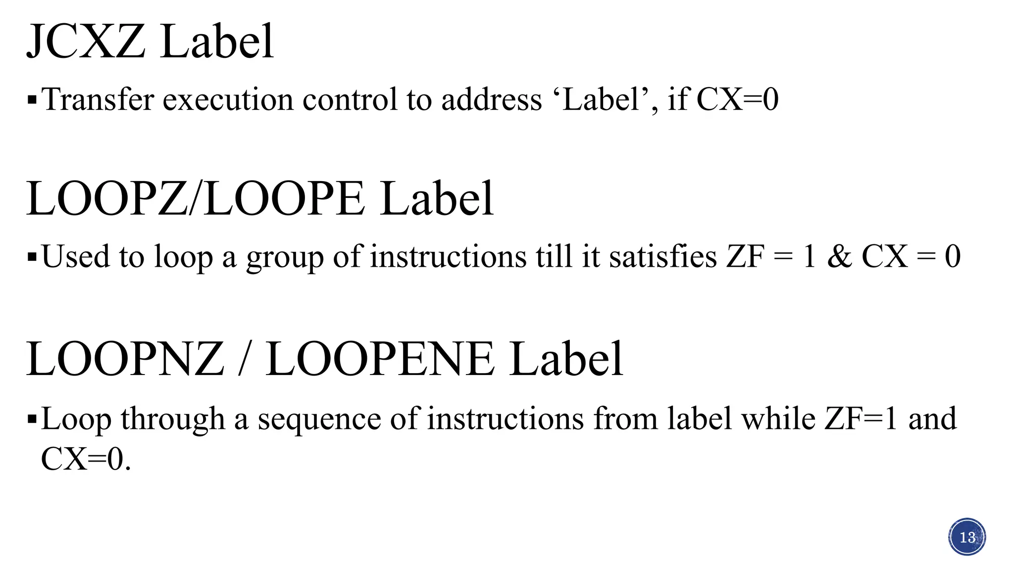 Branching instructions in 8086 microprocessor | PPTX