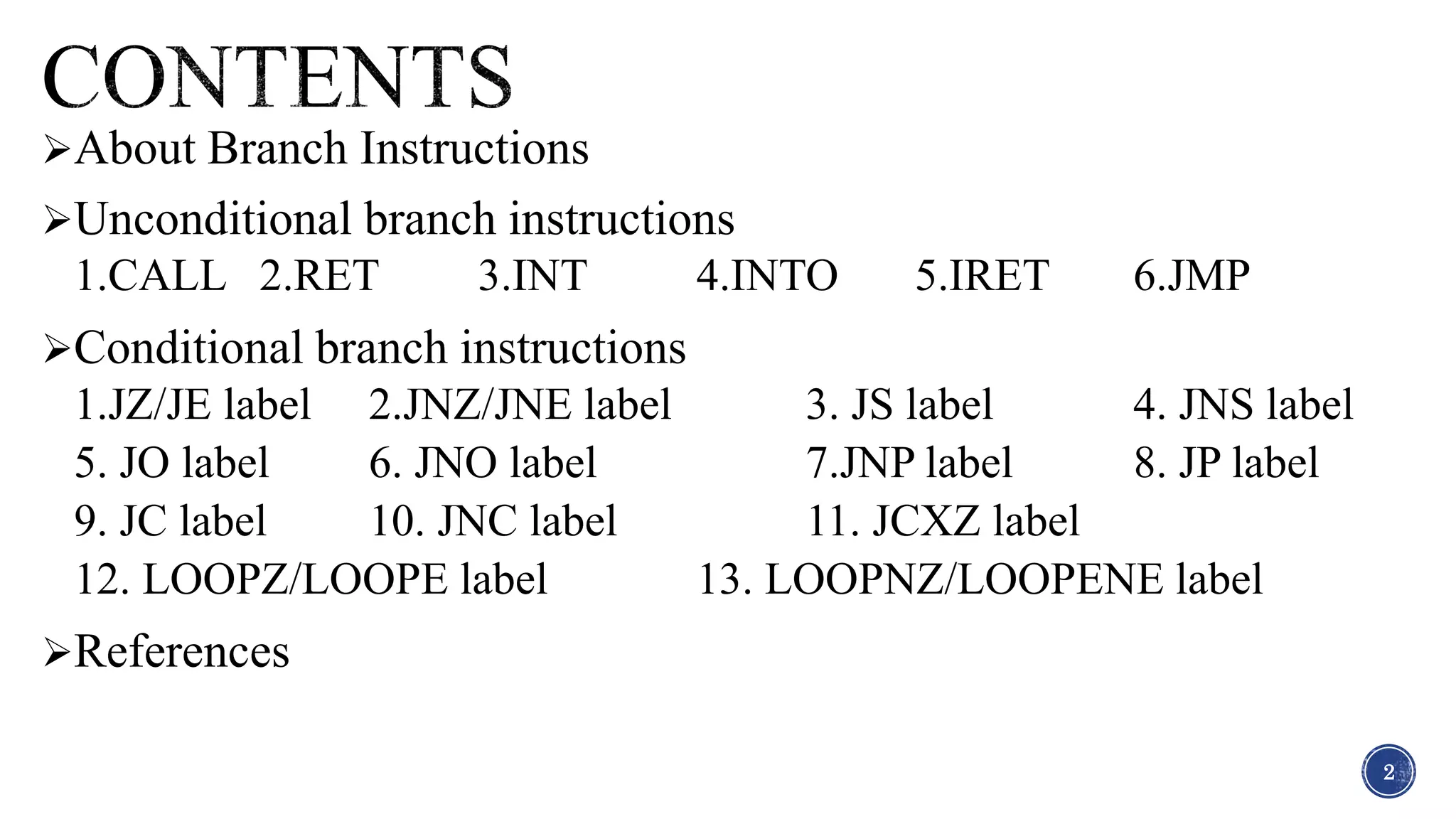 Branching instructions in 8086 microprocessor | PPTX