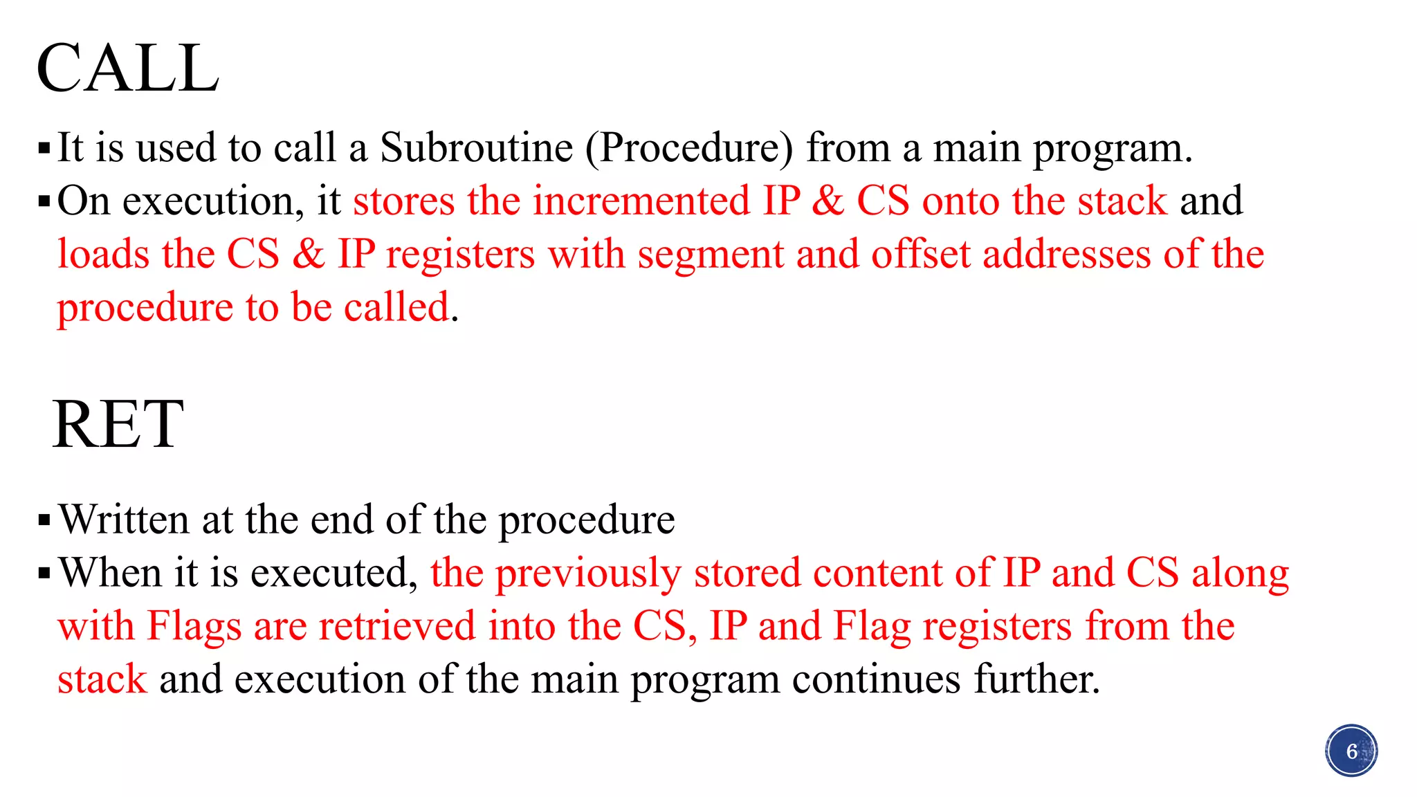 Branching instructions in 8086 microprocessor | PPTX