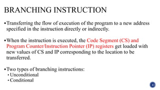 Branching instructions in 8086 microprocessor | PPTX