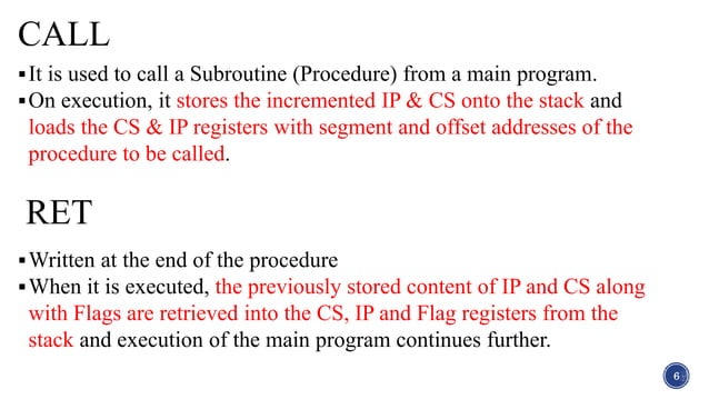 Branching instructions in 8086 microprocessor | PPTX