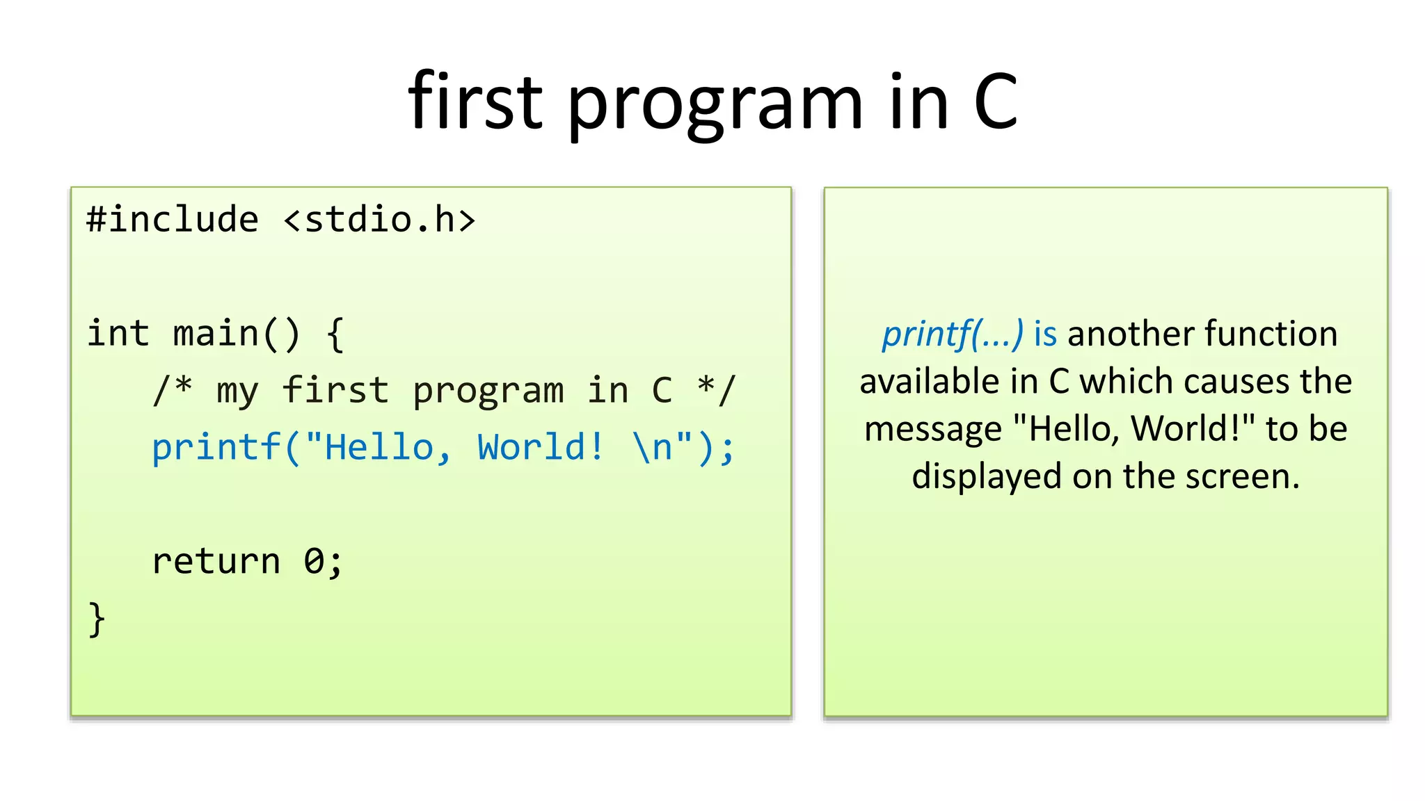 My First Program In C Hello World Ppt