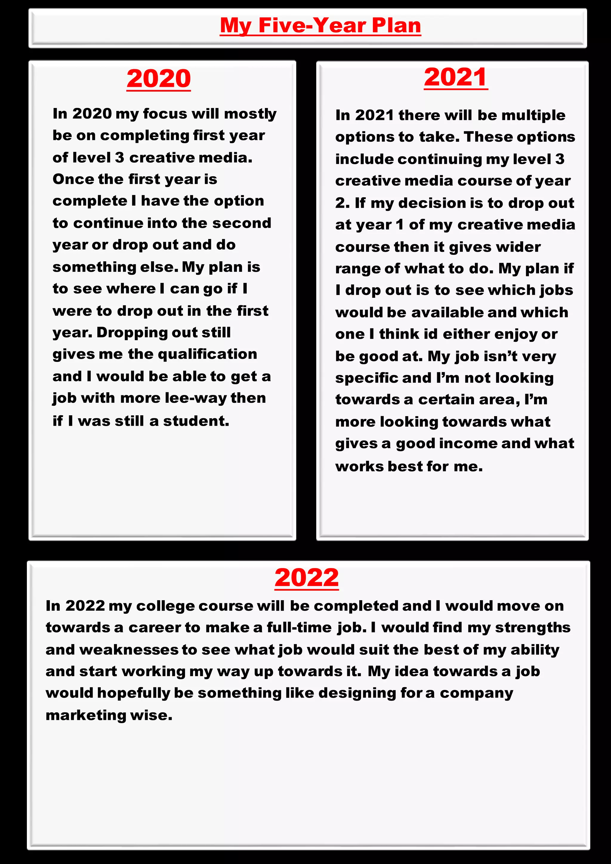 My five year plan (2020 2022) | PDF