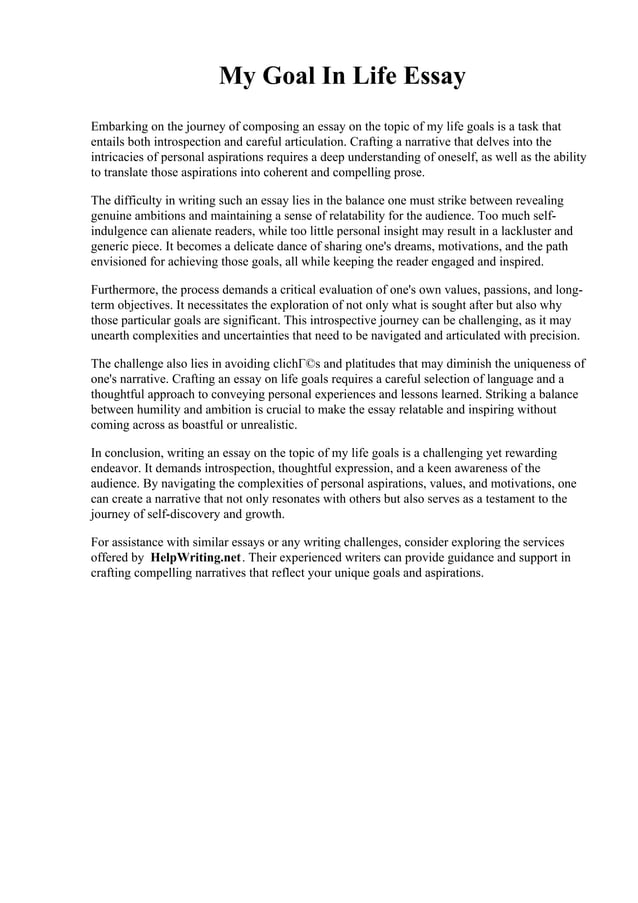 My Goal In Life Essay. University of Denver | PDF